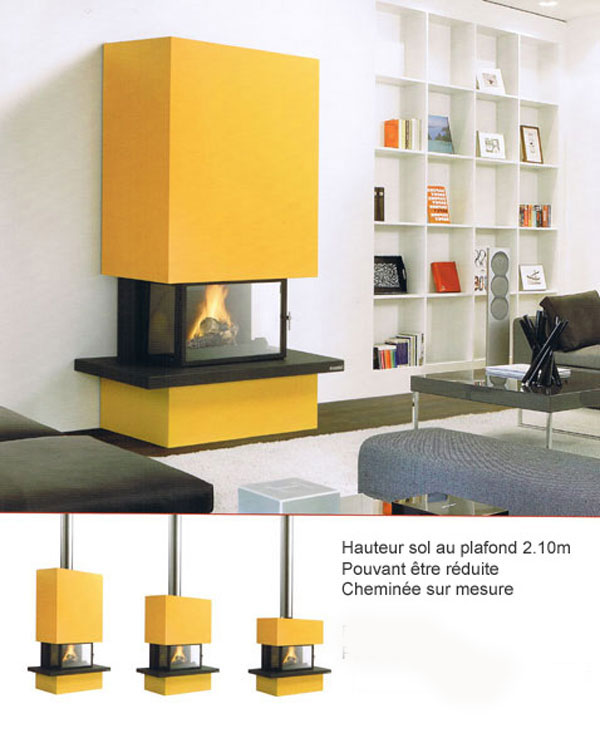 Cheminée au gaz de face avec une couleur au choix, cheminée gaz à petit ...