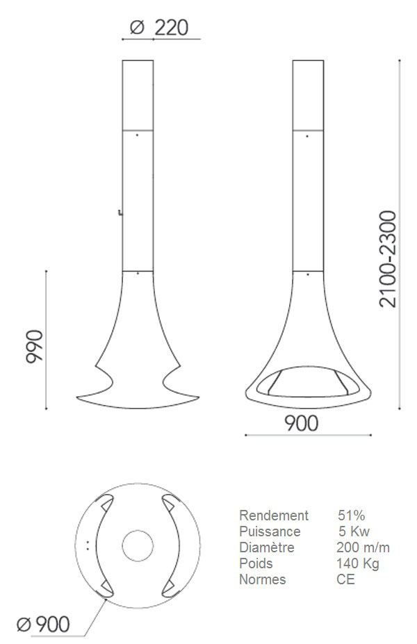 Cheminée centrale suspendue avec un double foyer ouvert deux faces .Une ...