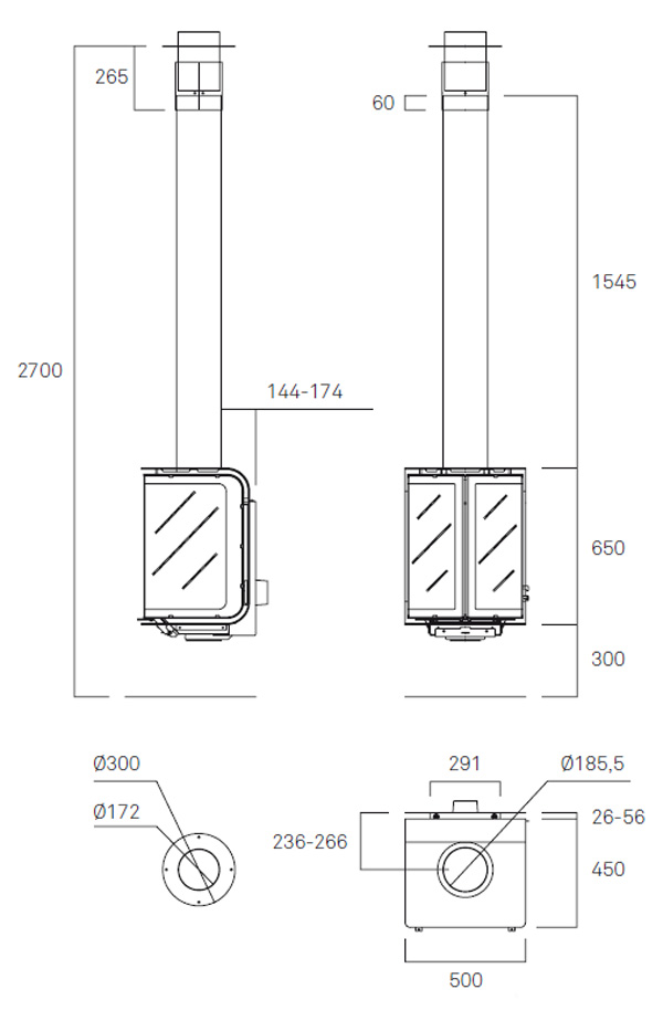 Cheminée de face à bois suspendue idéale pour de petits espaces sans se ...
